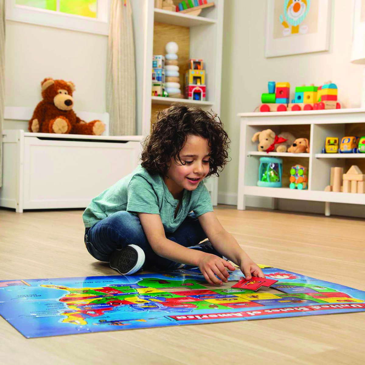 USA Map Floor Puzzle - 51 Pieces (2 x 3 feet) LCI50613