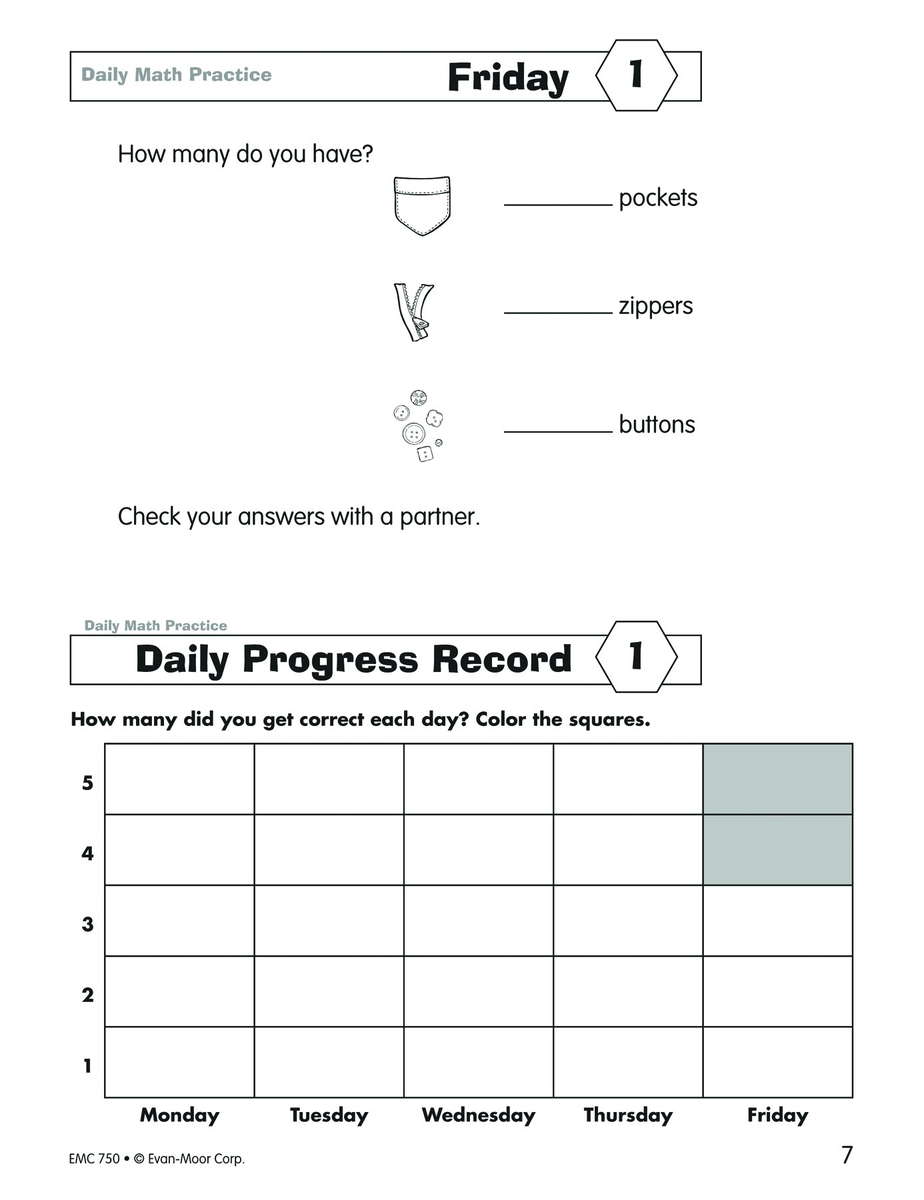 Daily Math Practice, Grade 1 EMC750
