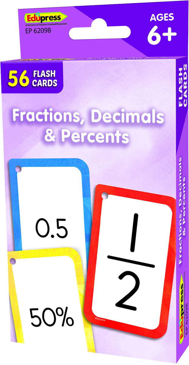 Fractions, Decimals & Percents Flash Cards EP-62098