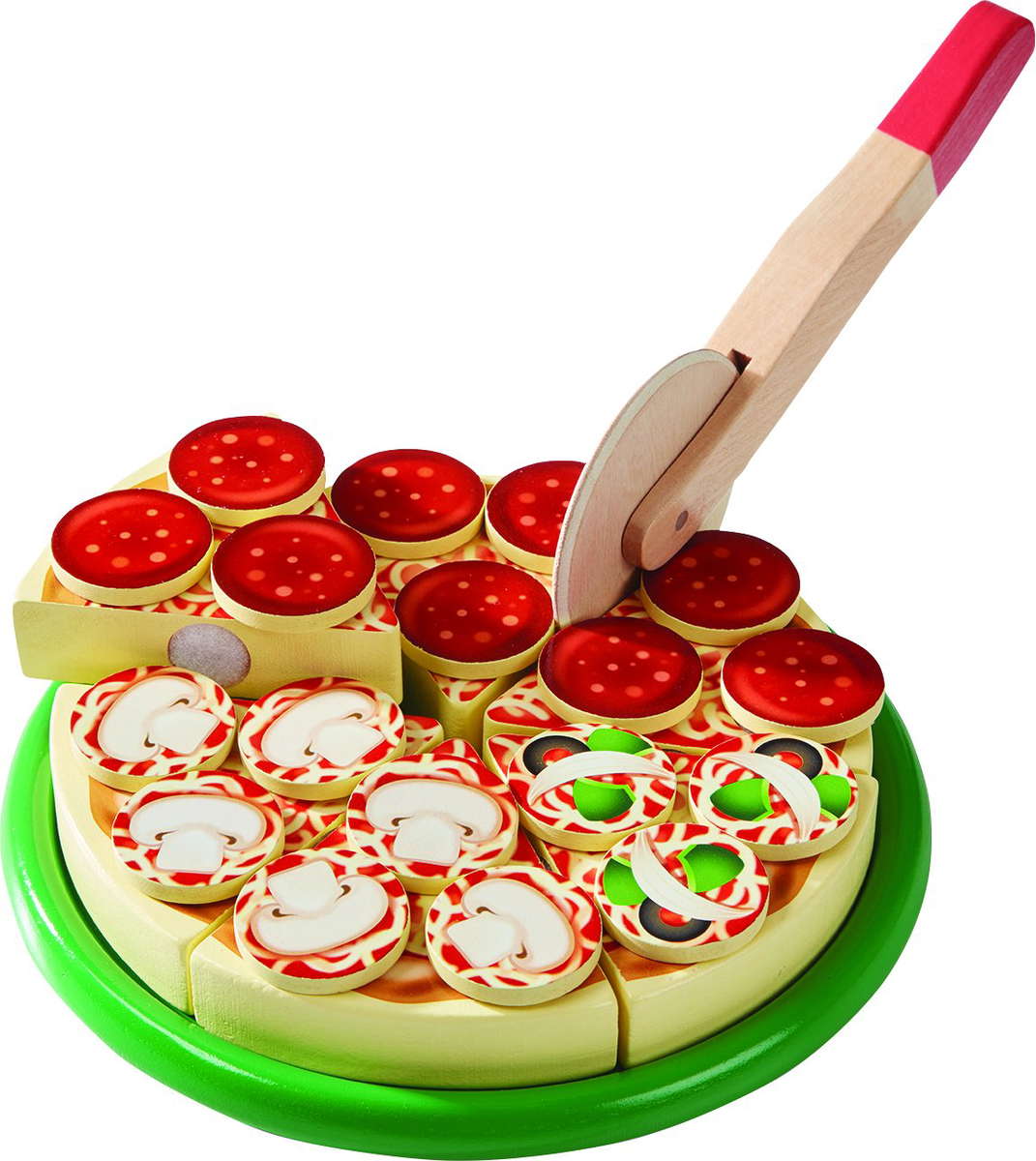 Pizza Party Wooden Pretend Play Food Set With 36 Toppings, Preschoo...