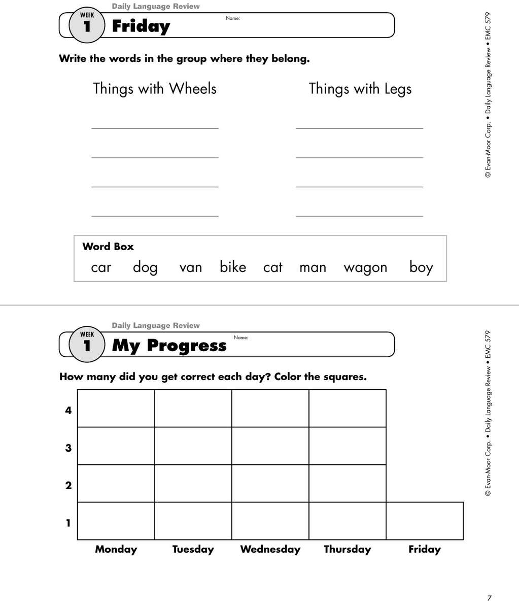 Daily Language Review, Grade 1 EMC579