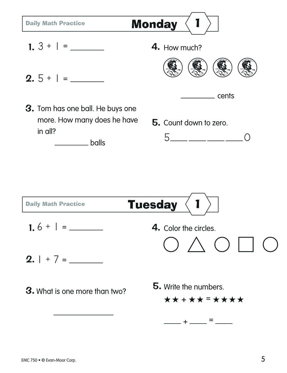 Daily Math Practice, Grade 1 EMC750