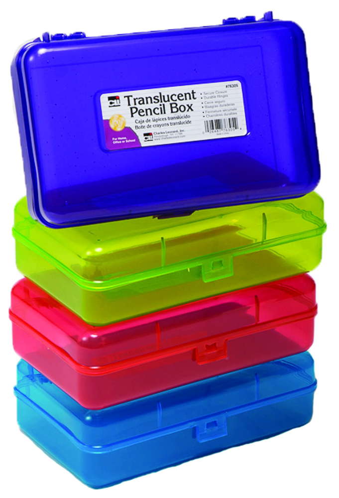 Pencil Box, 2.5"H x 5.25"D x 8.25"W, Translucent Assorted Colors, 1...
